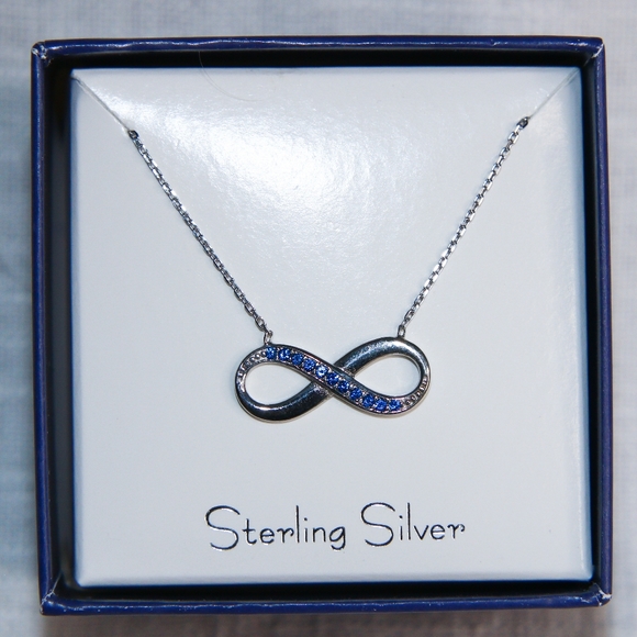 Jewelry | 925 Sterling Silver Infinity Blue Gemstones Pendant Necklace ...